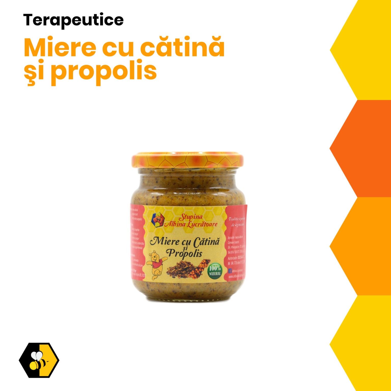 Miere cu Cătină și Propolis - Albina Lucratoare
